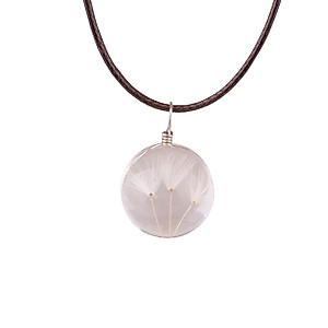 Real Dandelion Dandelion Necklace Real Dandelion Seed, Wish Necklace Nature Jewelery Good Luck Charm