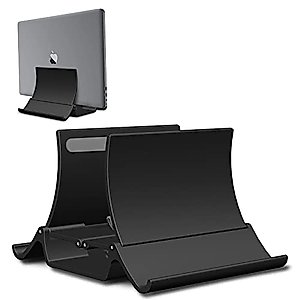 btrfe Vertical Laptop Stand, Desktop Stand Holder with Auto-Adjustable Dock Width, Compatible All MacBook/Surface/Samsung/HP/Dell/Chrome Book (Black)