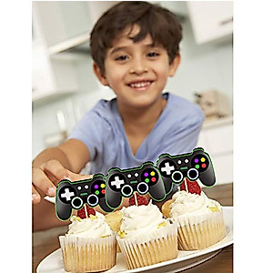 Mity rain Video Game Controllers Cupcake Toppers-Gamepad Cake Picks Game Themed Birthday Anniversary Wedding Engagement Party Decorations(24pcs)