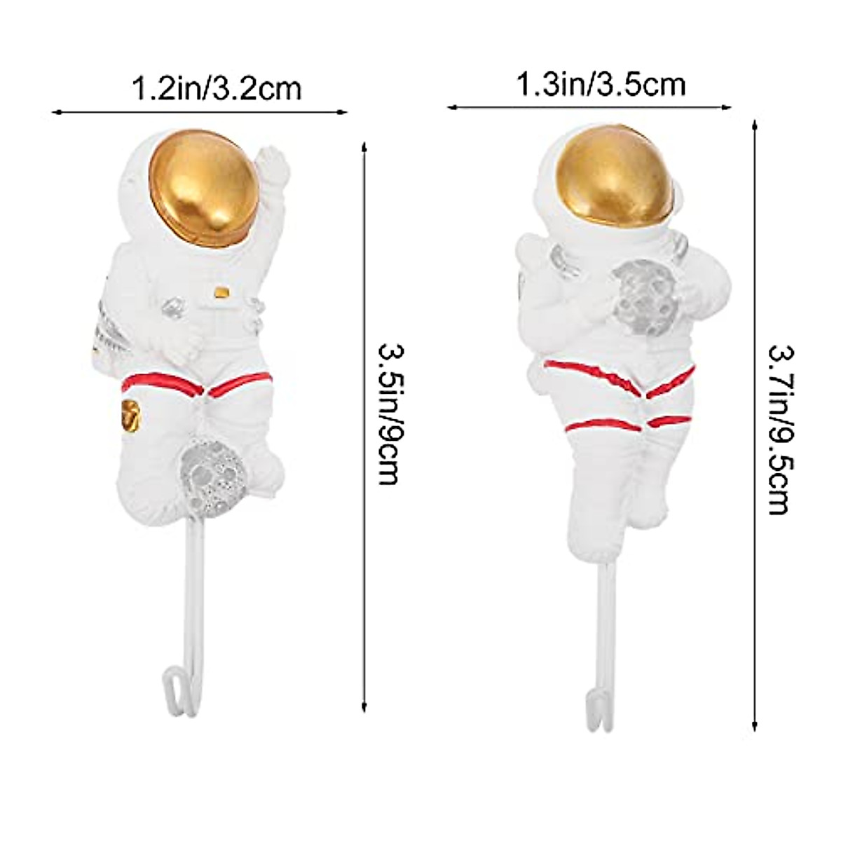 Hoement 2 pcs Hat Back Hanging Wall- Accessories Free Mudroom Adhesive Astronaut Decorative Mounted Statue Scarves Sculptures Clasps Towel Door Decoration for Rack Towels Sticky Heavy