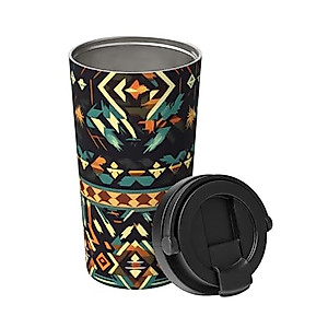 WANGZHAO Native American Patterns Print Double Wall Stainless Steel Vacuum Insulated Tumbler Cup Home Thermal Cup