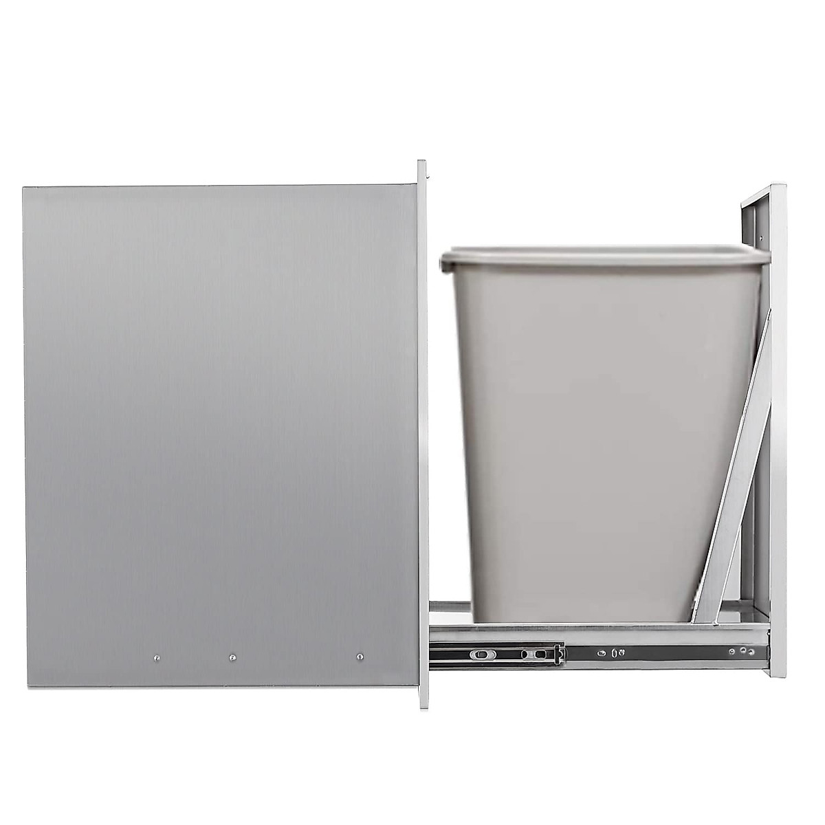 Atatod 14-inch Single Pull-Out Trash can Stainless Steel Outdoor Kitchen Trash can can Store a 10 Gallon Commercial Trash can Without Handle Design