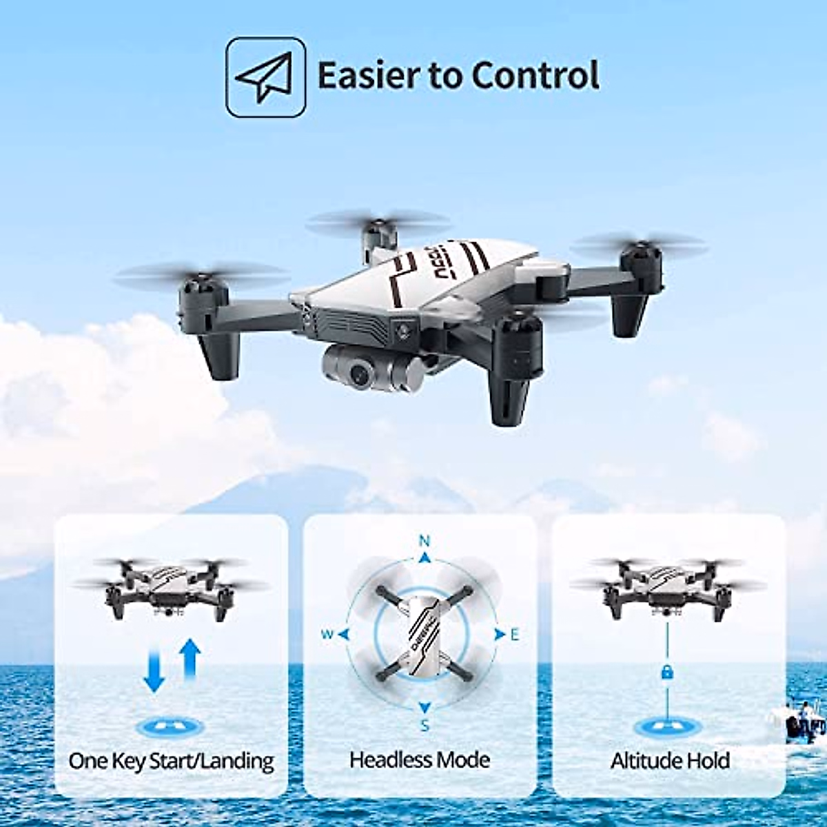 DEERC Kids Drone with 720P HD FPV Camera for Beginner, Remote Control Toys Gifts for Boys Girls, Drones for Kids with Altitude Hold, Headless Mode, One Key Start Speed Adjustment,3D Flips