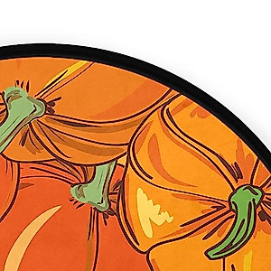 Abstract Pumpkins Pattern Area Rug Round 3ft Thanksgiving Harvest Circular Carpet Floor Mat Soft Non Skid for Living Room Dining Holiday Decor Seasonal Washable