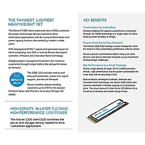 Micron 244436 Ssd Mtfdhba512tdv-1az1aabyy 512gb 2300 Pcie Nvme M.2 2280 Non-sed