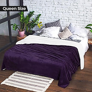 Utopia Bedding Sherpa Blanket Queen Size (Plum, 90x90 Inches) - Soft Lightweight Plush Fleece Reversible Blanket for Bed, Sofa, Couch, Camping and Travel