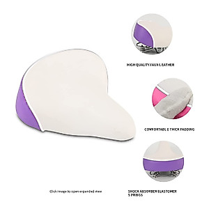 EIRONA Wide Kids Bike Seat for Girls Bike, Comfortable Kids Bike Seat Fit for 12 14 16 18 20 inch Mountain Road Bicycle, Purple