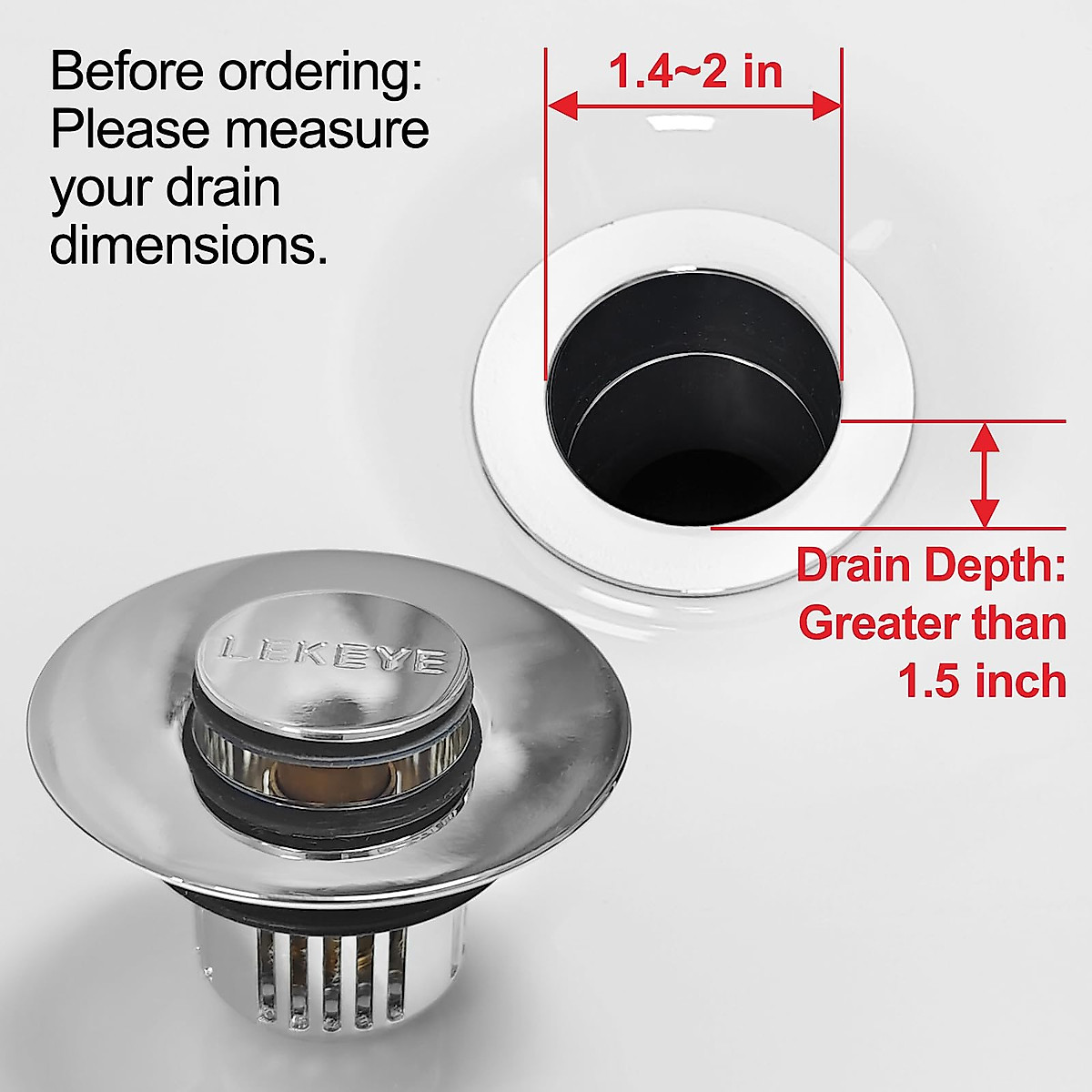 LEKEYE Shower Drain Hair Catcher | Bathtub Stopper | Pop Up Bathroom Sink Stopper | Drain Plug with Filter Hair Catcher