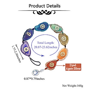 CrystalTears Chakra Crystal Hanging Ornament Reiki Healing Crystal Agate Slice Gemstone Wall Hanger Rainbow Crystal Suncatcher for Home Garden Decoration