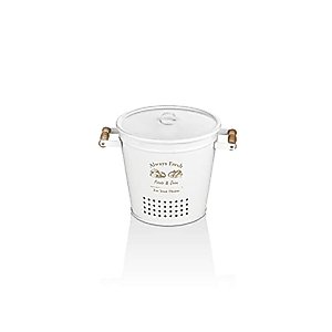 Potato Onion Kitchen Metal Storage Containers, Potatoes Onion Bin Caddy, Storage Jars with Aerating Tin Storage Holes and Metal Lid (White)