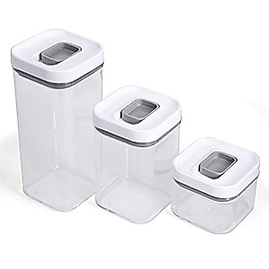 Copco Food and Organization Storage Container with Airtight Lid, Set of 3 Narrow.052, 1.05, 1.79-Quart, Clear