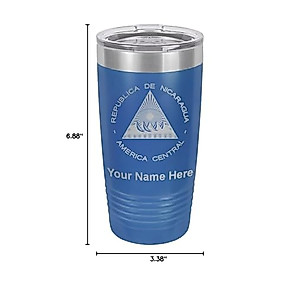 LaserGram 20oz Vacuum Insulated Tumbler Mug, Flag of Nicaragua, Personalized Engraving Included (Dark Blue)