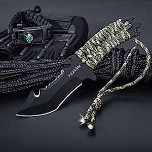 Perkin Hunting Knives CH999 Hunting Knife With Sheath Fix Blade Knife Tanto blade And with Gut Hook