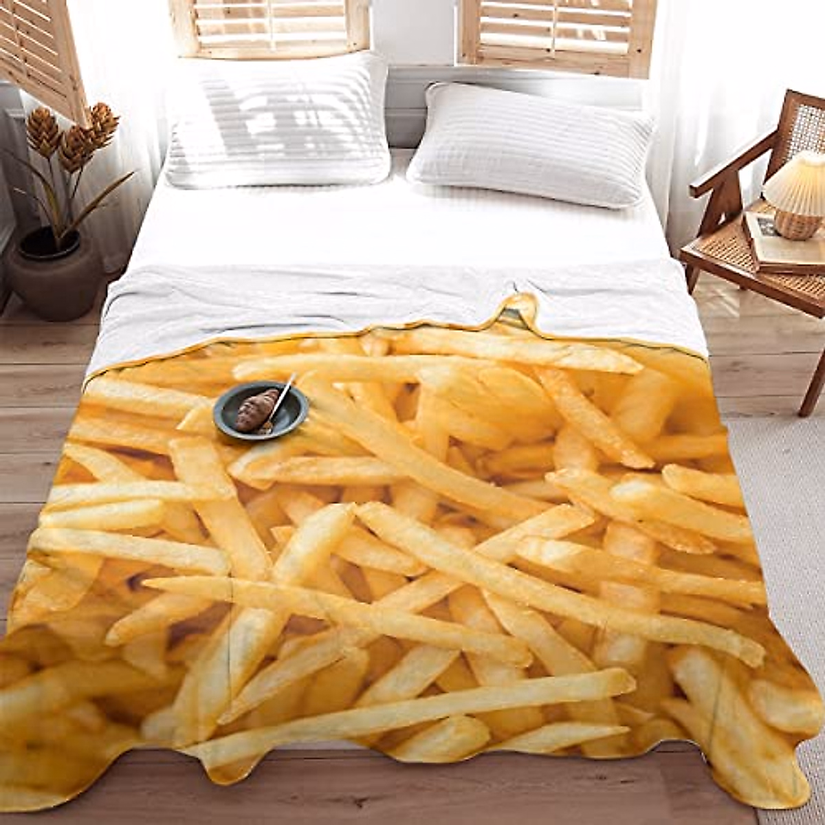 Blanket French Fries Fleece Lightweight Throws Gift for Birthday Christmas Soft Flannel Blankets for All Season Bed Sofa 40"x50"