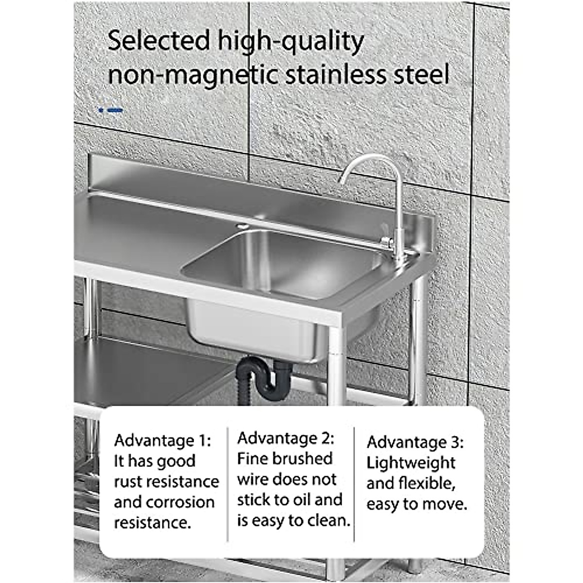 Stainless Steel Restaurant Sink - Durable & Portable Utility