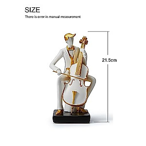 HAUCOZE Music Decor Figurine Cello Statue Modern Sculpture Home Gifts Table Centerpiece Crafts Polyresin Arts 8.5inch