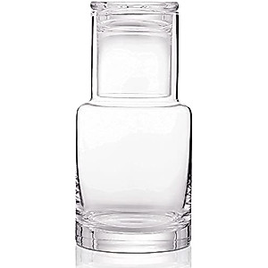 Lancici Bedside Carafe and Glass Set, Use Tumbler as Lid Night Water Carafe for Nightstand, Mouthwash Dispenser Pitcher with Glass Cup for Keeps Water Clean in Bedroom, Bathroom, or Kitchen
