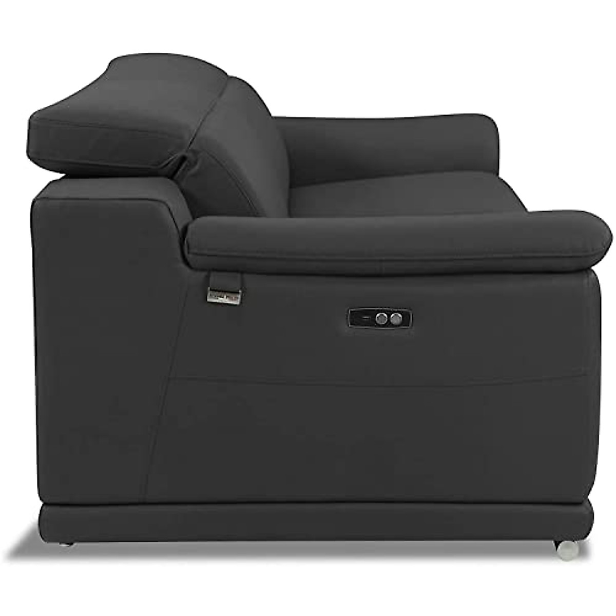Blackjack Furniture Lorenzo Mid Century Modern Italian Leather Living Room Power Reclining, Sofa, 86", Dark Gray