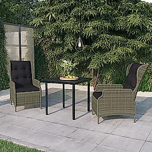 WHOPBXGAD 3 Piece Patio Dining Set Lawn Furniture,Patio Furniture Sets,Patio furnitureSui for patios, Gardens, lawns, Balconies, Poolside,Brown