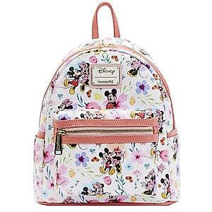 Loungefly Disney Mickey Minnie Mouse Mini Backpack Handbag AOP Floral