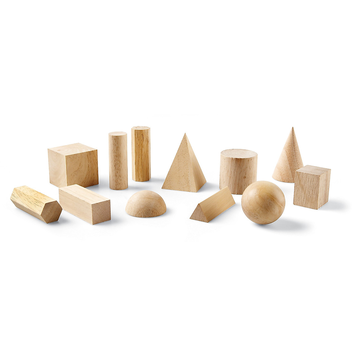 Learning Resources Geometric Solids, Wooden Shapes, Set of 12 Geometric Shapes, Ages 6+, Multi-color