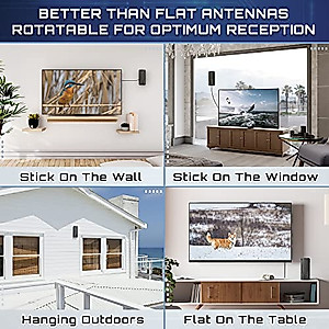 [Newest 2023 Chip] HDTV Antenna; Long Range 300 Miles Reception, Black Indoor/Outdoor Antenna; Built-in Amplifier for Signal Boost; 29.5 ft Coax Cable; Supports All HD Digital TV formats; Claev USA