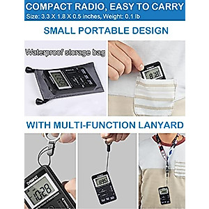 ZHIWHIS Portable Radio, AM FM Receiver with Sleep Timer, Rechargeable Stereo Radios with Digital Clock, DSP Tuner with Preset Function Pocket Walkmen for Walking Travel