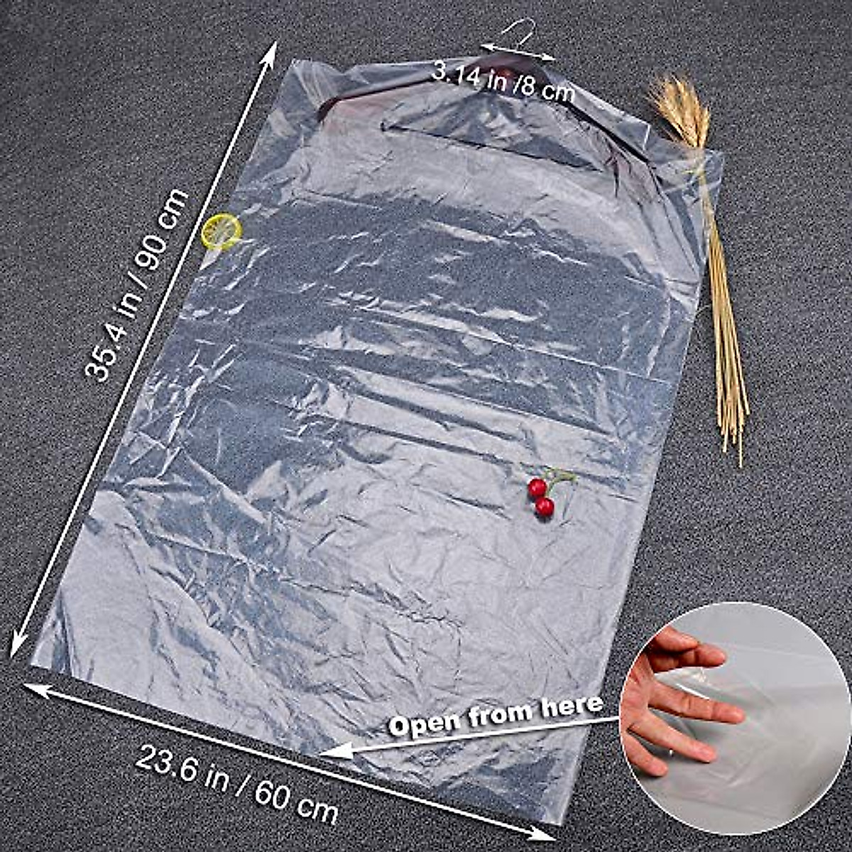 10Pcs Transparent Plastic Garment Covers 35.4inch Hanging Clothes Dust-Proof Protector Bags Suitable for Home Storage Clothing Stores & Dry Cleaning Laundrette.
