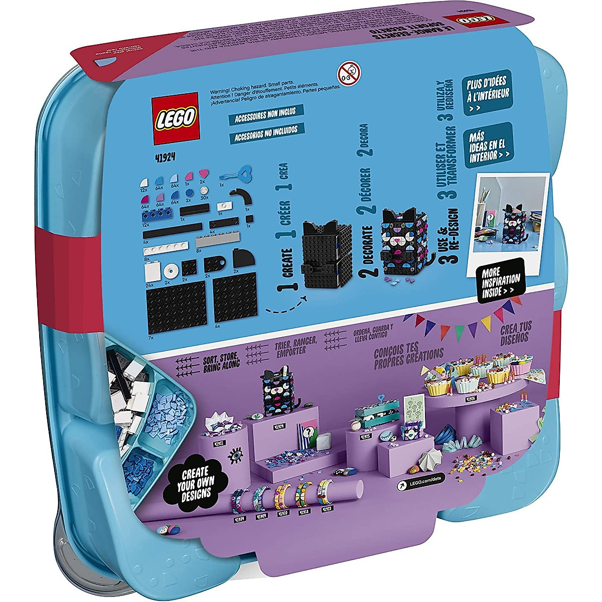 LEGO DOTS Secret Holder 41924 DIY Craft Decorations Kit; Creative Activity for Kids Who Want to Make a Cool Cat Set, New 2021 (451 Pieces)