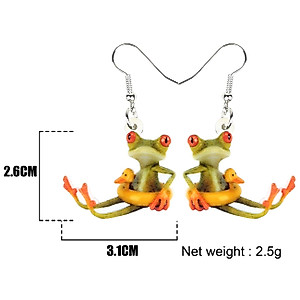 NEWEI Acrylic Sweet Cartoon Skateboard Frog Earrings Drop Dangle Big Long Fashion Animal Jewelry For Women Charms (Yellow)