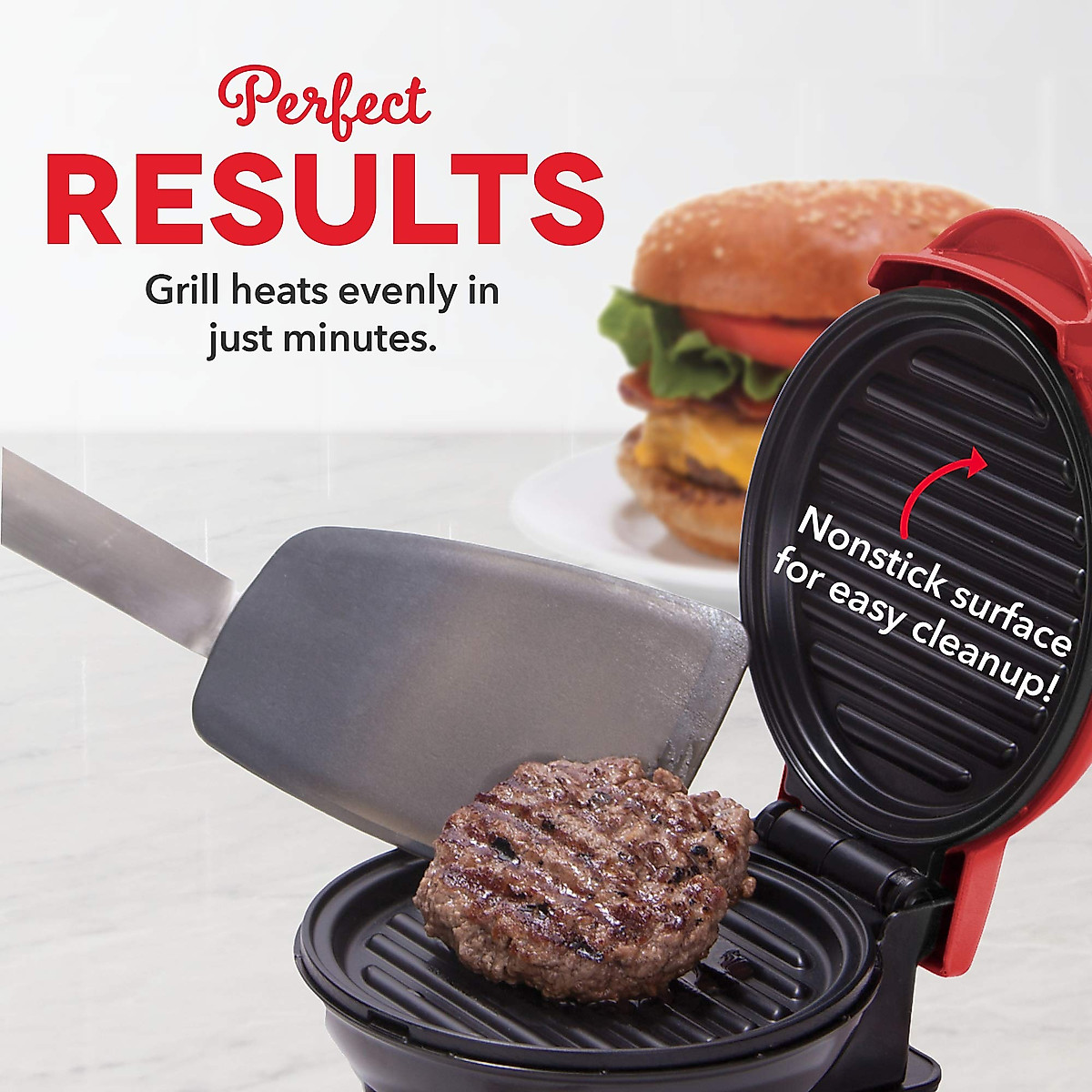 Dash Mini Maker Portable Grill Machine + Panini Press - Red & DMW001RD Machine for Individual, Paninis, Hash Browns, & other Mini waffle maker, 4 inch, Red