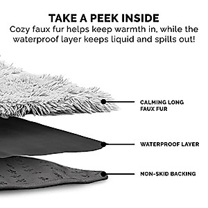 Furhaven Snuggly Spot Long Faux Fur Corner Throw Furniture Seat Protector, Washable - Mist Gray, One Size