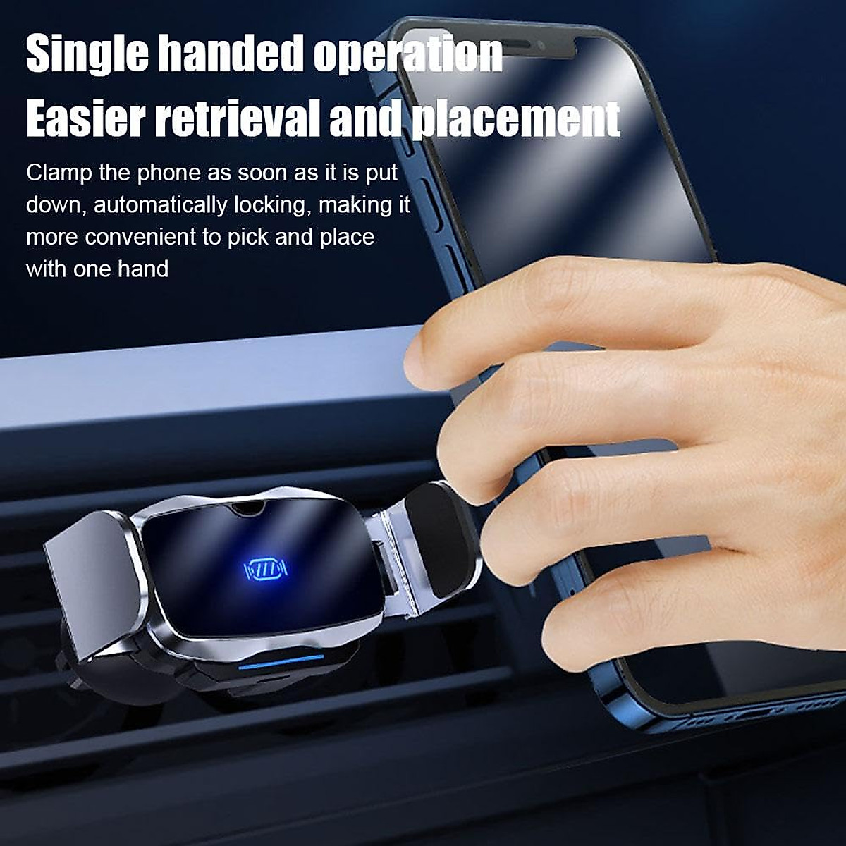 Wmool Car Phone Holder Mount, Magic Clip D7 Car Electric Mobile Phone Holder Auto-Clamping Car Phone Mount Dashboard Air Vent Universal Automobile Mounts Cell Phone Holder Fit All Smartphone