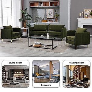 Hdxdkog 85" Velvet Sofas Couches for Living Room, Modern Sofas & couches with Ergonomic Design Backrest and Thickened Cushion, 3-Seat Sofa, Load Capacity 800 LBS (Green, Loveseat Sofa)