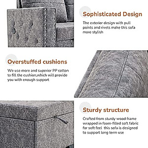 WOJ Life 84" Sectional L Shaped Sofa, Modern Modular Convertible Corner Couch, Two Seats Sofá Bed with 2 USB Chargers, Storage Chaise, Sleeper Independent Use as Coffee Table, Nail Headed, Gray