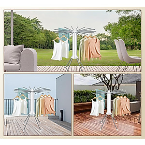 AUXTUR Clothes Drying Rack Wheels Foldable with Quadruped Support|Portable Laundry Drying Rack Hanger with Tail & Bottom Pulley - Convenient Storage & Outdoor Laundry Rack for Hanging Clothes