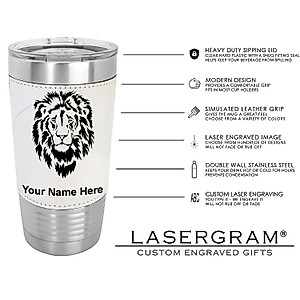 LaserGram 20oz Vacuum Insulated Tumbler Mug, Horseshoe with Horse, Personalized Engraving Included (Faux Leather, Volleyball Style)