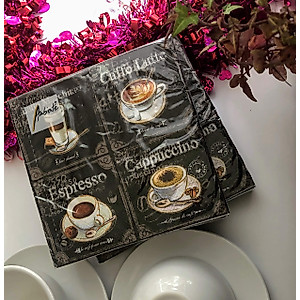 20-ct Coffee Napkins Black and White Napkins Decorative Paper Napkins for Decoupage Fall Paper Napkins Tea Party Napkins Valentine Napkins Disposable Birthday Napkins for Adults 6.5 x 6.5 x 1 inch