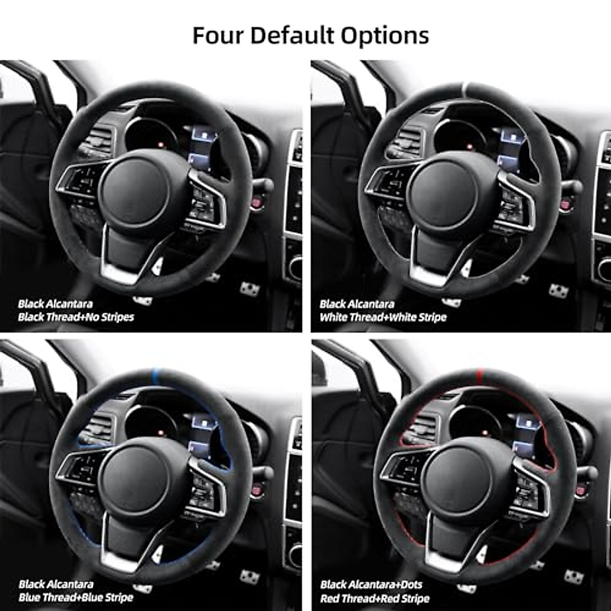 Alfanxi Hand Stitch Sewing Italy Alcantara Car Steering Wheel Cover Wrap for Subaru Ascent/Crosstrek/Forester/Impreza/Legacy/Outback/WRX (No Stripes)