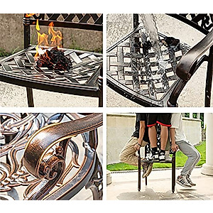 Wood Fire Pits Outdoor Garden Terrace Grill Table Wood Burning Fire Pit, Backyard Patio Outdoor Dining Table and Chair Set, Desktop High Temperature Resistance-Safe