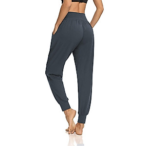 DIBAOLONG Womens Yoga Joggers Loose Workout Sweat Pants Comfy Lounge Pants with Pockets Deep Gray M