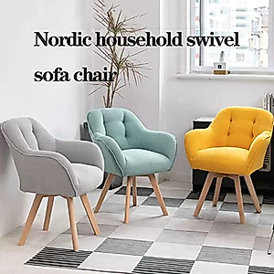 WIGSELBL Desk Chair Modern Velvet Armchair 360° Rotation Office Chair Medium Back Upholstered Swivel Accent Chair with Wood Legs Vanity Chair for Living Room Bedroom Study (Color : Green)