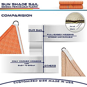 Windscreen4less Sun Shade Sail Canopy 12' x 12' x 12' in Orange with Commercial Grade for Patio Garden Outdoor Facility and Activities - Hardware Kits Included