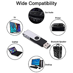 32GB USB Flash Drives 5 Pack, TYSHCY 32 GB USB 2.0Thumb Drives Swivel Memory Stick Jump Drive Zip Drive with LED Light for Data Storage Backup, Black