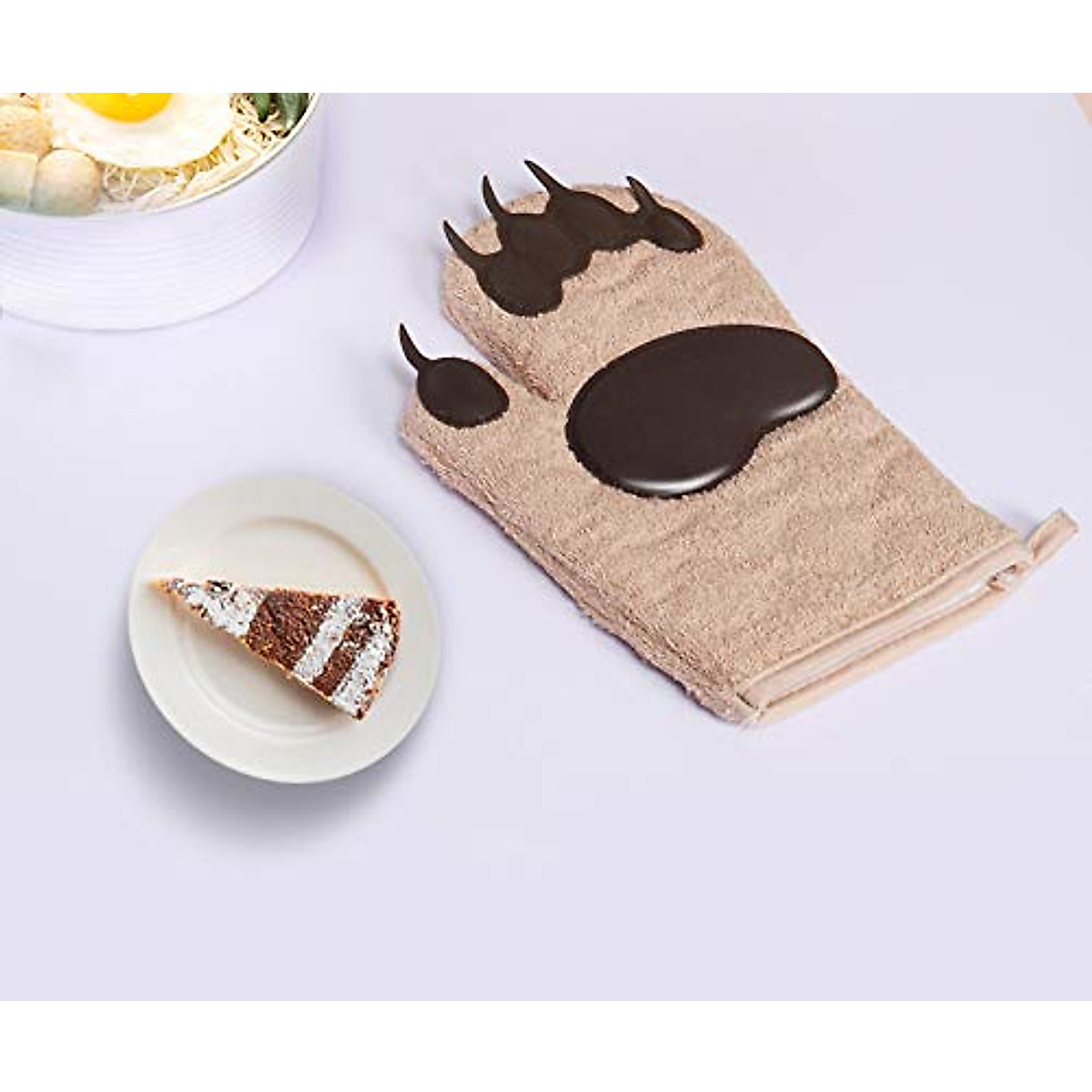 THRONKENGER Cute Bear Oven Mitt, Funny and Cute Kitchen Mitts/Pot Holders with Heat Resistant and Flexibility of Cotton Cooking Set of 2(Brown)