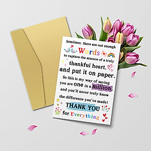 CUNCUN Lovely Thank You Card for Friend, Poem Thank You Card for Teacher, Appreciation Card for Boss Coworker, Sweet Friendship Card for Him Her, One in A Million
