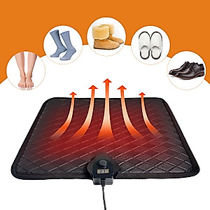 MAXCOM Heated Floor Mat - Under Desk for Foot Warmer - Winter 55W & 110V Electric Heating Pad with 8 Temperature & Auto Shut-Off After 3 Hours - Energy-Saving - Heated Feet Rest for Home Office Desk