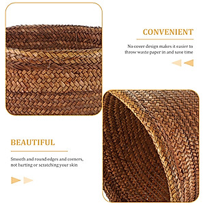 FOMIYES Outdoor Garbage can Trash Can 30cm Wicker Wastebasket Hand Woven Garbage Can Trash Container for Home and Office Rattan Trash can