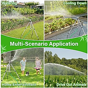 Heavy Duty Impact Sprinkler on Tripod Base, Tripod Sprinkler for Yard Large Area, Extra Tall 360 Degree Rotating Lawn Sprinkler with Brass Nozzle, Waters Up to 90 Ft,Legs Extend Up to 50"