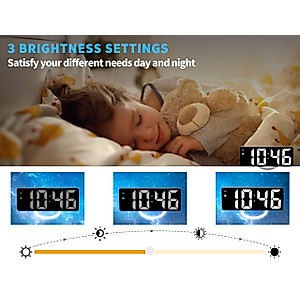 IOJBKI Digital Alarm Clock for Bedroom,Mirror Surface LED Electronic Clocks,Adjustable Brightness, Snooze Model,Voice Control,12/24H Display,Alarm Clock for Kids,Office,Table,Nightstand-White